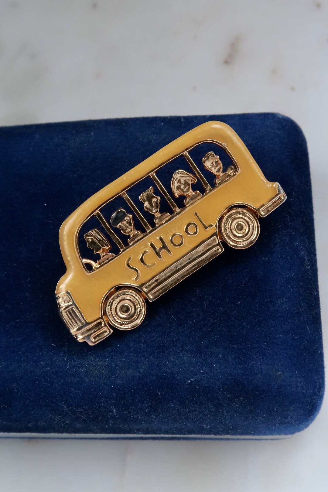 Vintage Yellow School Bus Brooch - Etsy