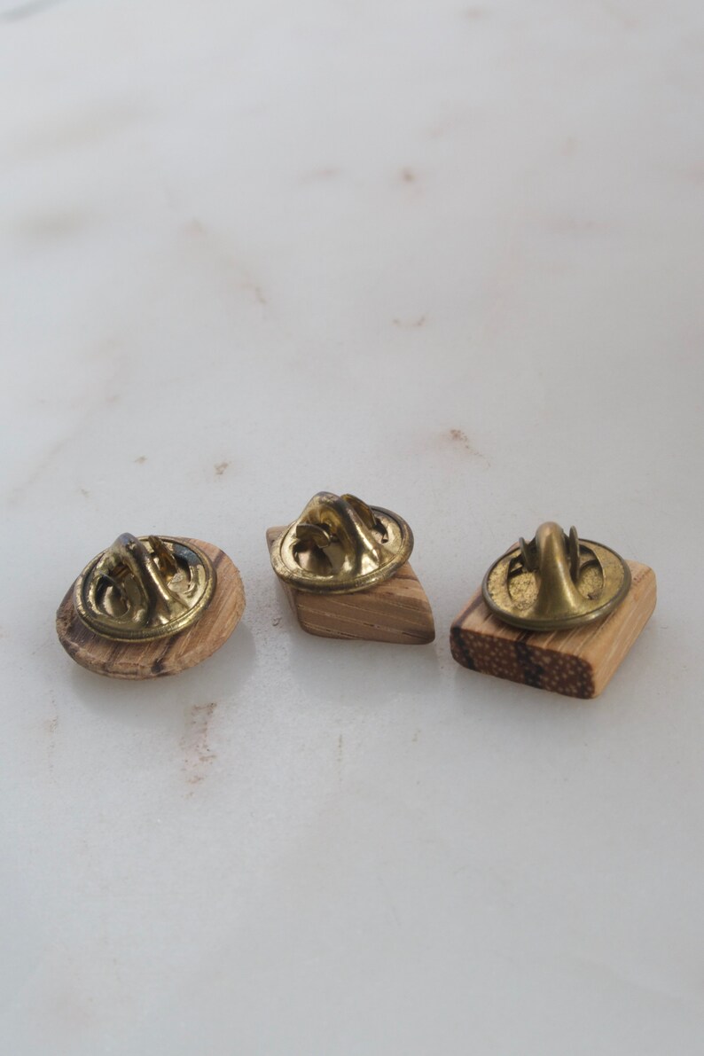 Vintage Geometric Wood Lapel Pins - Etsy