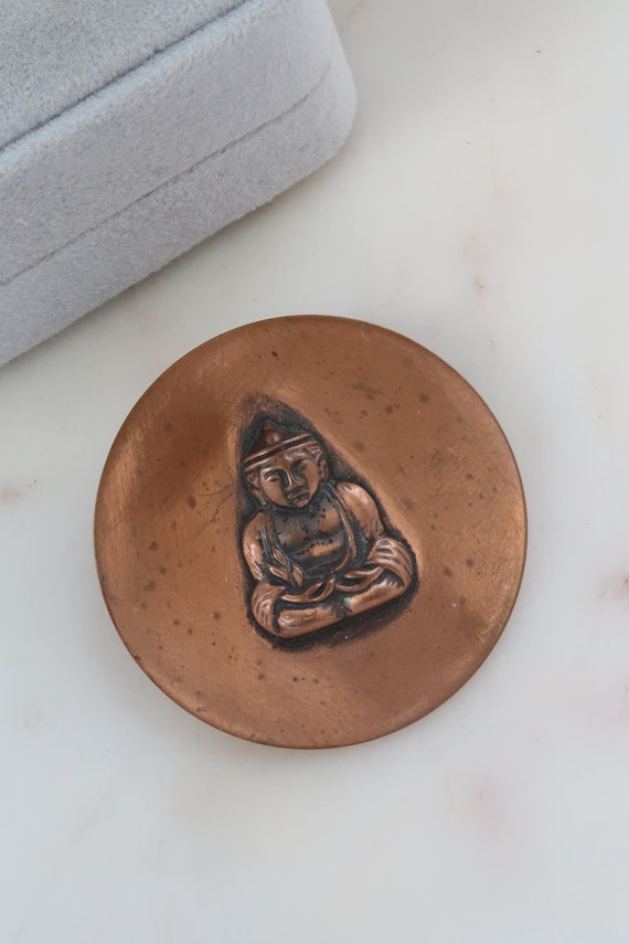 Vintage Copper Buddha Brooch Praying Buddha Pin Circl… - Gem