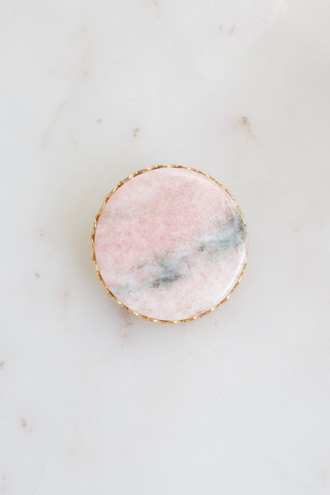 Vintage Pink Gemstone Circle Brooch - Etsy