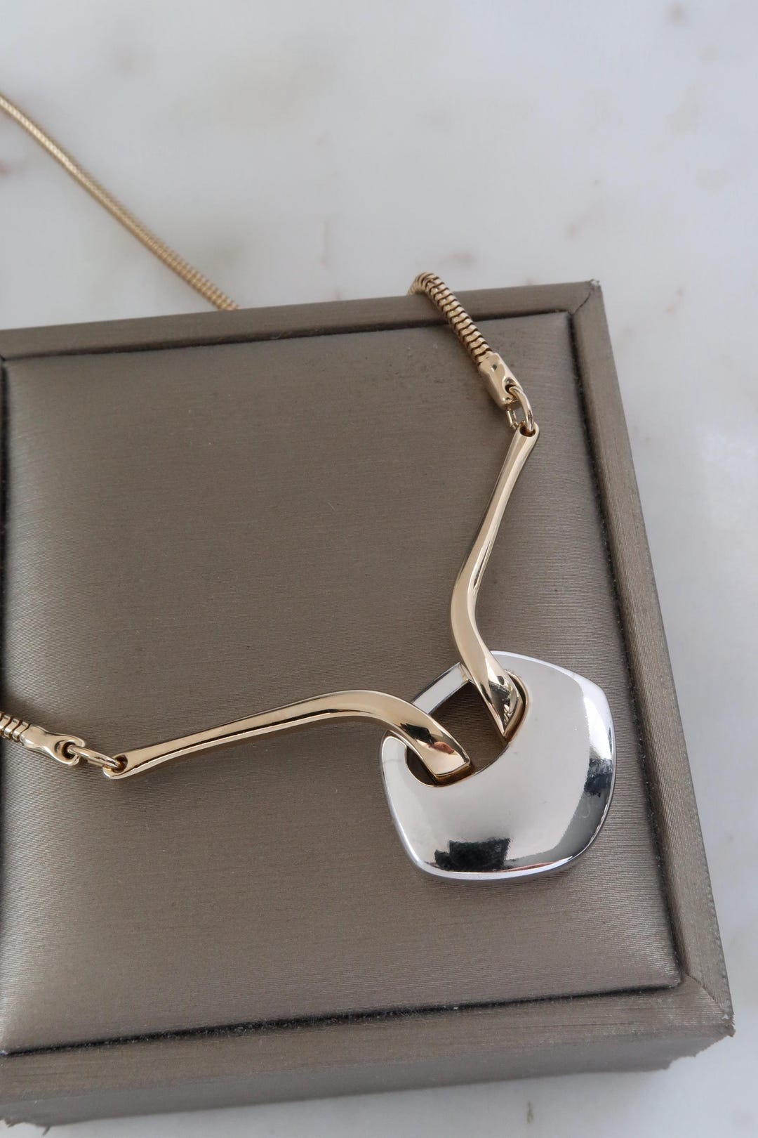 Vintage 1978 Artistry Amway Gold & Silver Geometric Necklace - Etsy