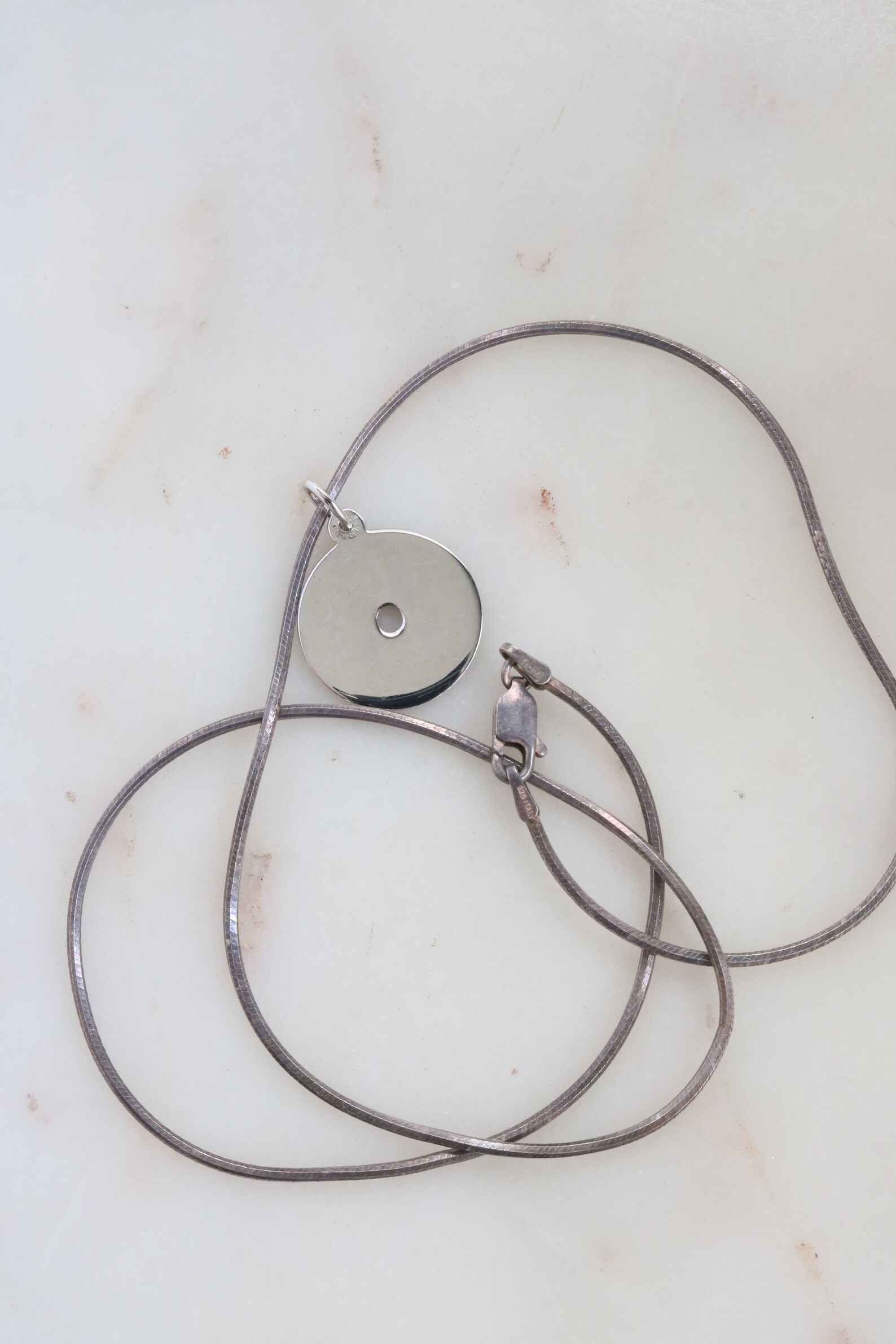 Sterling Silver Round Pendant Necklace - Etsy