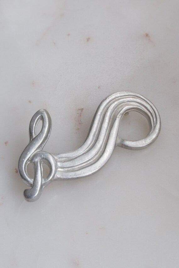 Vintage Treble Clef Brooch - Musical Note Brooch - Gem