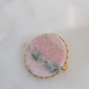 Vintage Pink Gemstone Circle Brooch - Etsy