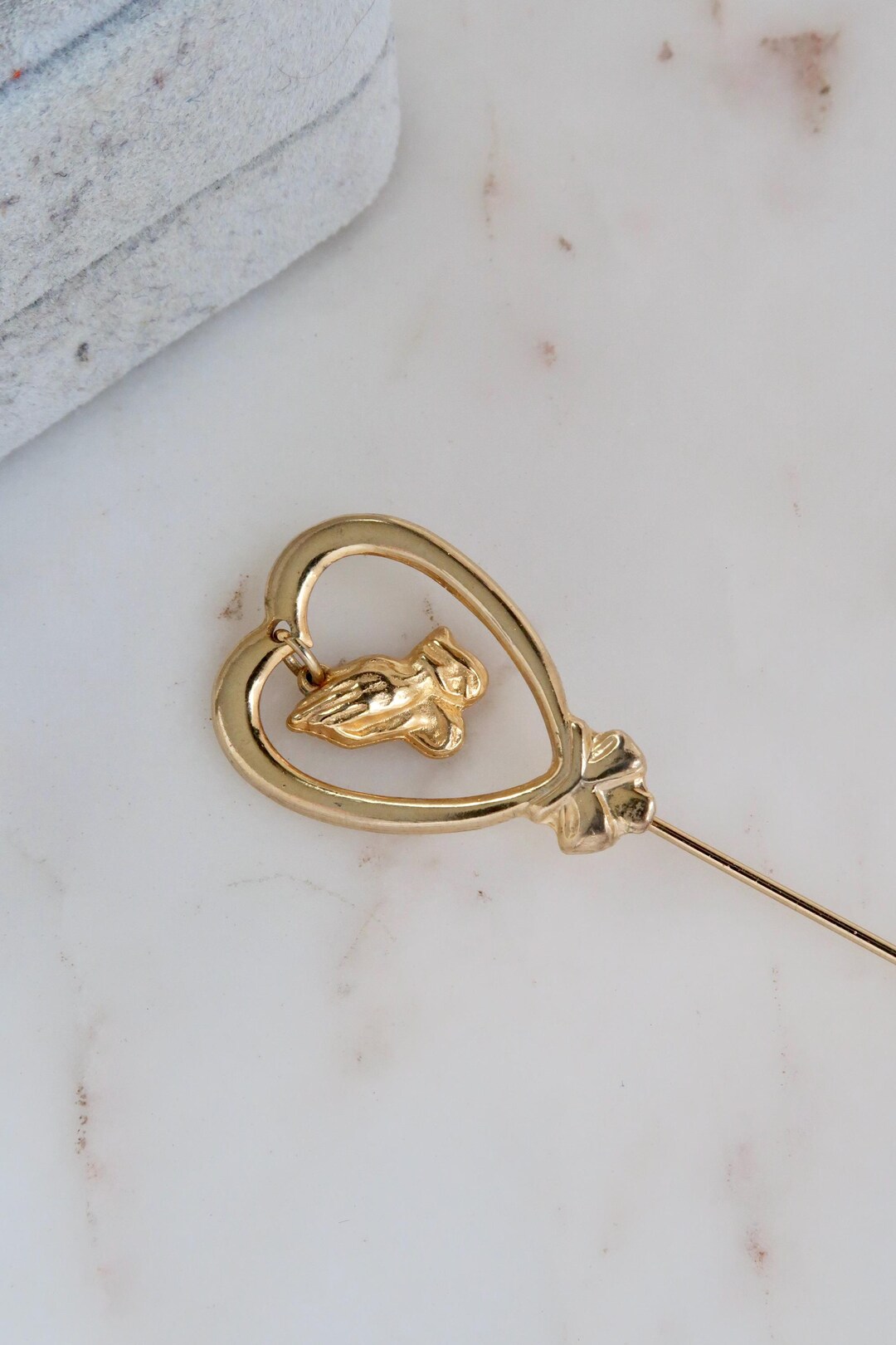 Vintage Gold Praying Hands Heart Stick Pin Religious Baptism Christian ...