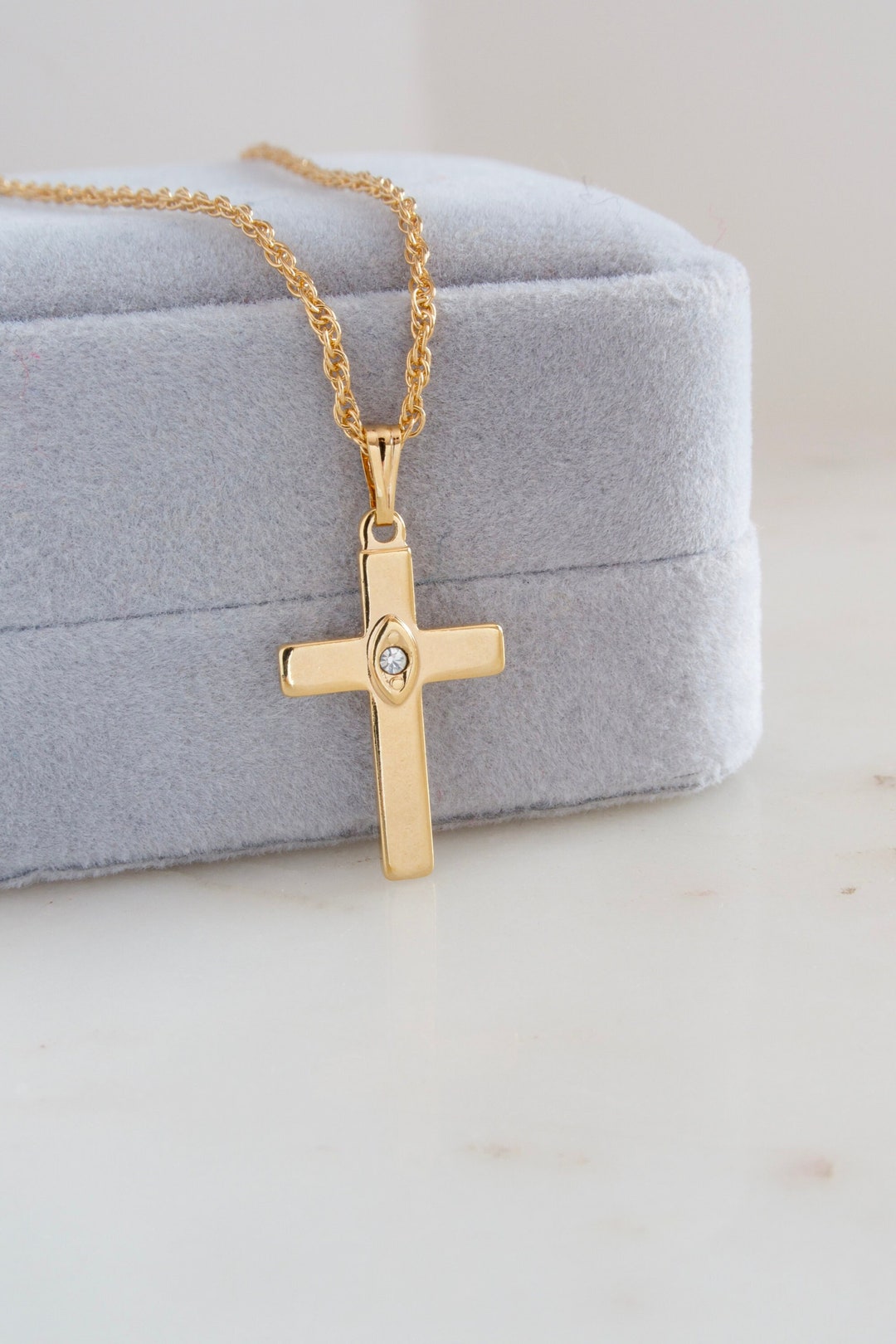 Vintage 1990 AVON Cross Necklace - Cross Pendant Necklace - Dainty ...