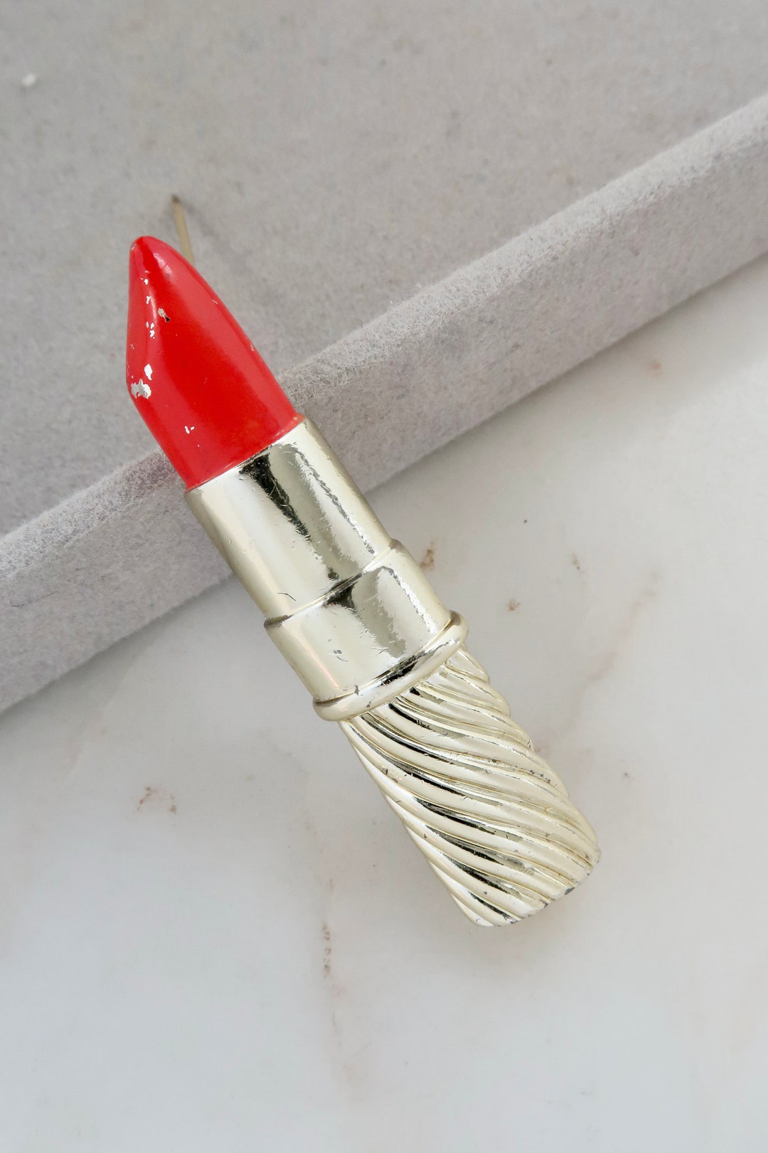 Vintage Red Lipstick Brooch - Etsy