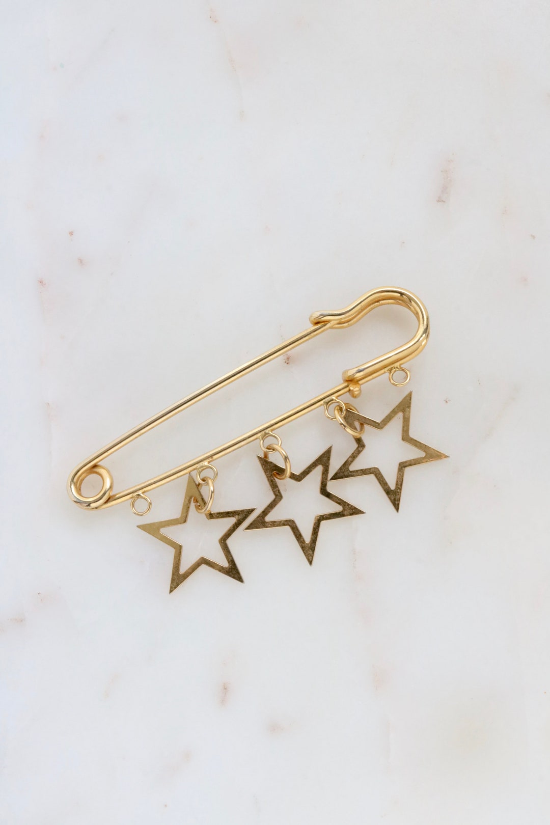 Vintage Gold Safety Pin Star Charm Safety Pin Gold Star - Etsy