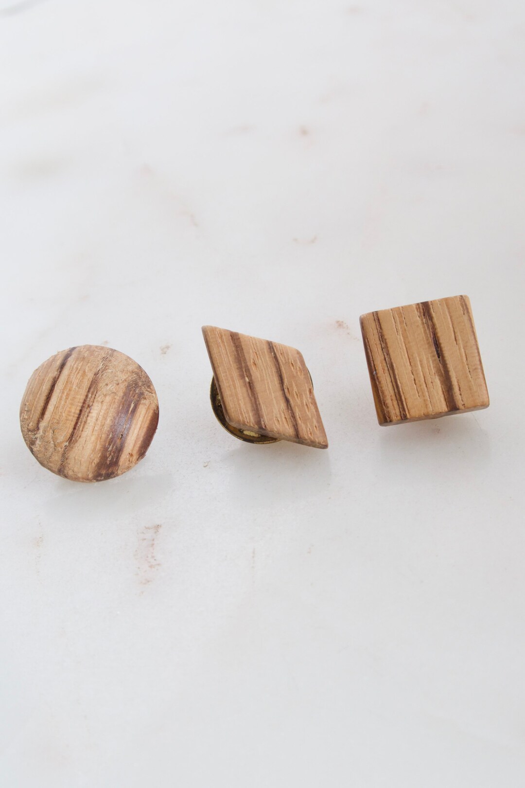 Vintage Geometric Wood Lapel Pins - Etsy