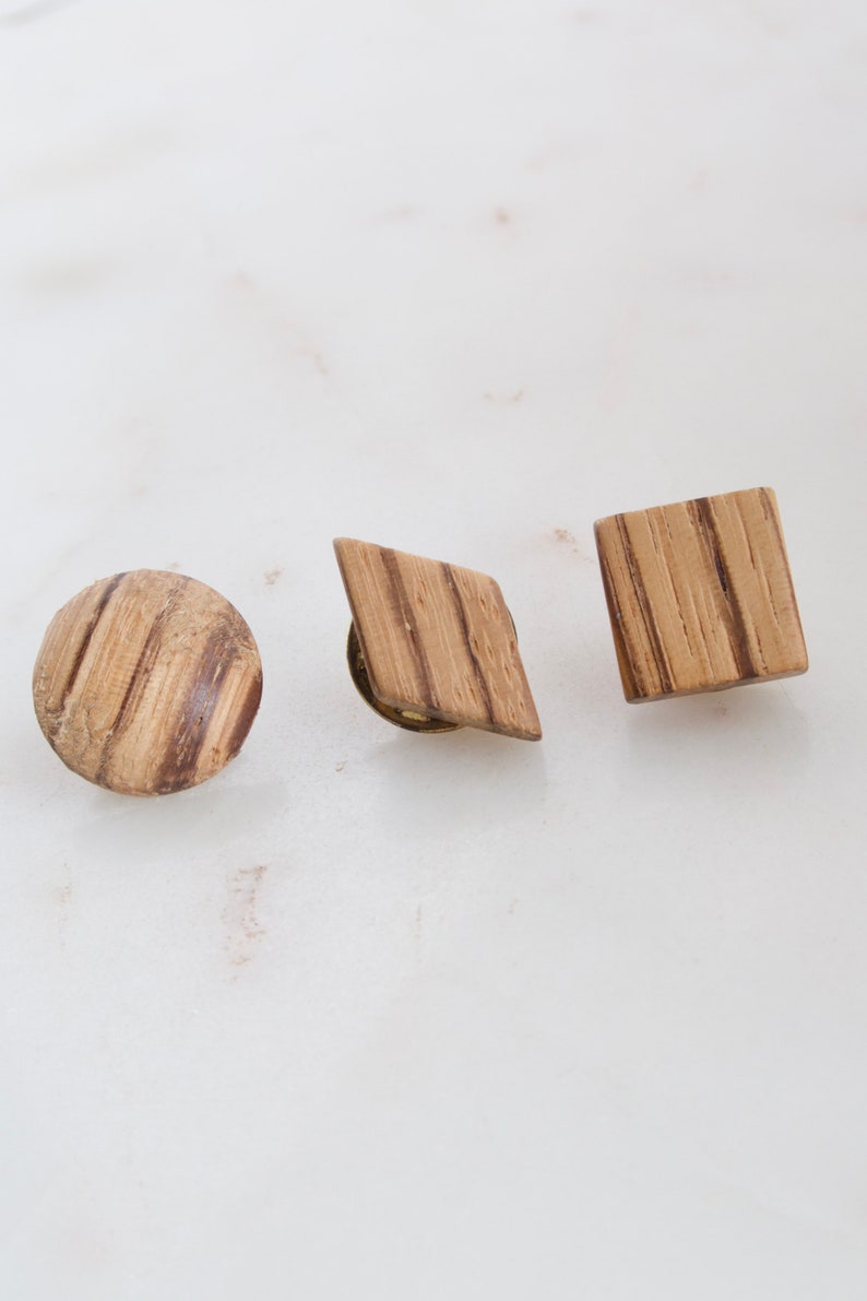 Vintage Geometric Wood Lapel Pins - Etsy