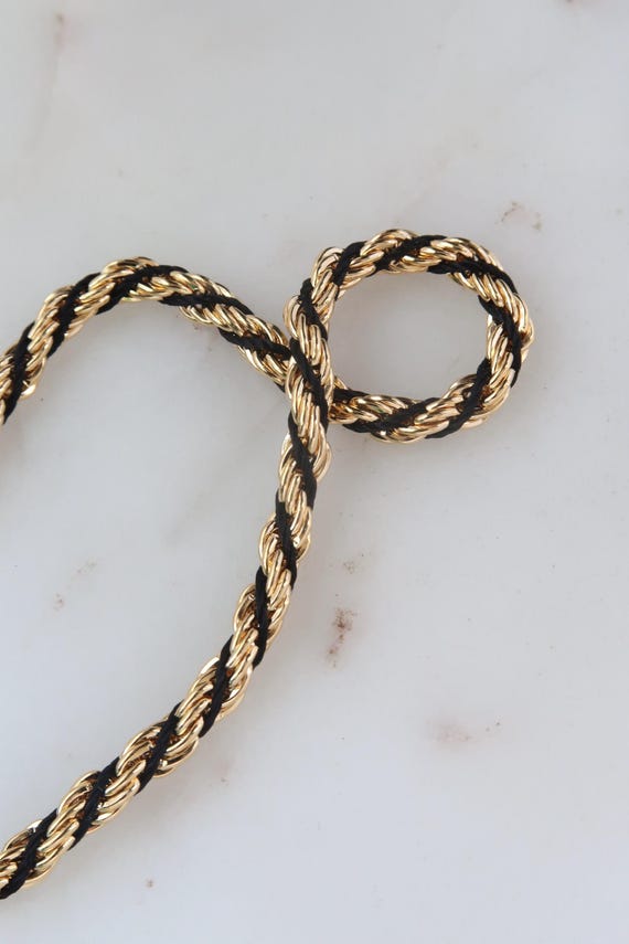 Vintage 1997 AVON Black Rope Twist Gold Bracelet - Gem