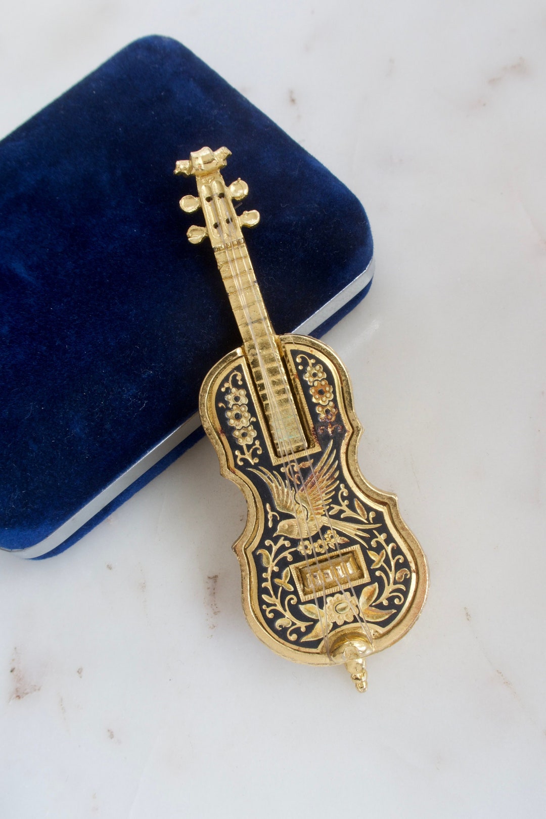 Vintage Gold Damascene Cello Instrument - Music Instrument - Cello ...
