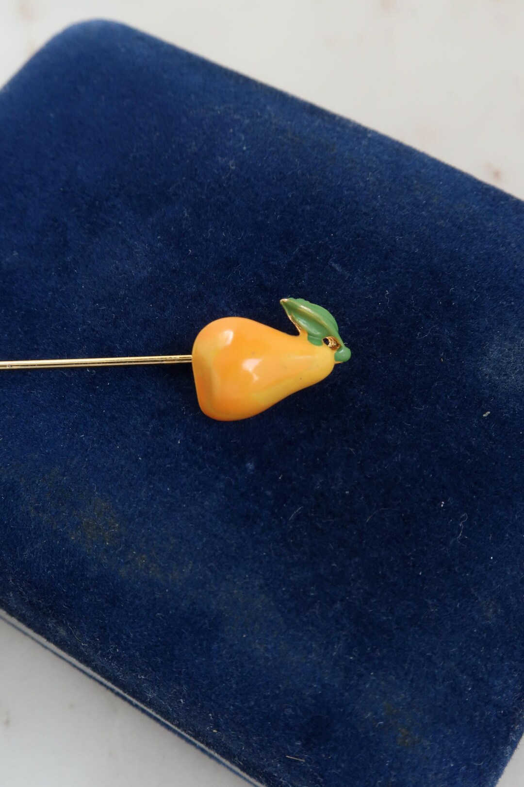 Vintage Orange Yellow Enamel Fruit Pear Gold Stick Pin - Etsy