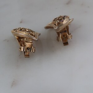 Vintage DODD'S Floral Gold Brooch & Earrings Set Purple Crystal Flower ...