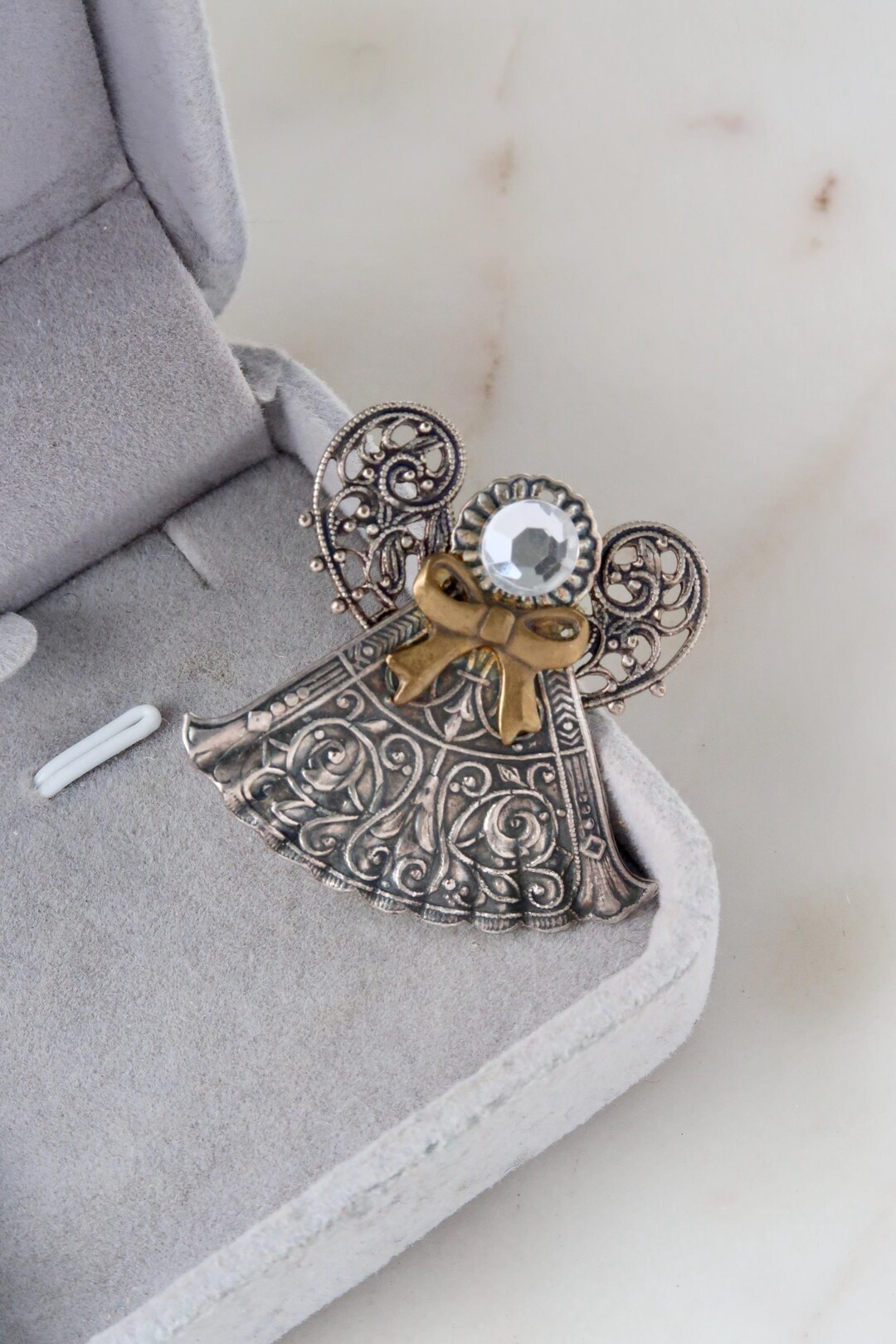 Vintage Filigree Angel Brooch - Etsy
