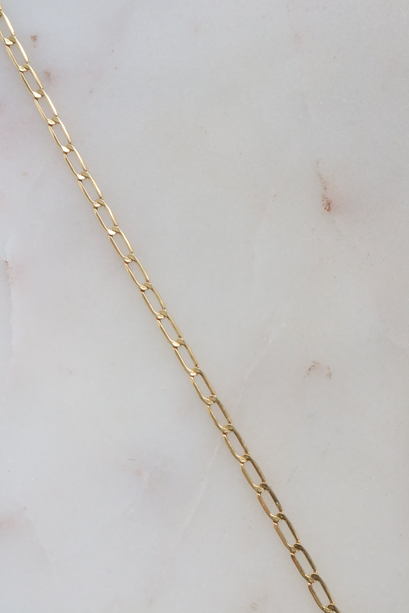 18k Solid Gold Rectangle Chain Link Bracelet | Etsy
