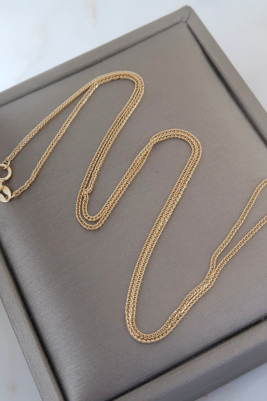 18k Solid Gold Chain Necklace Dainty Chain Necklace Layered Necklace ...