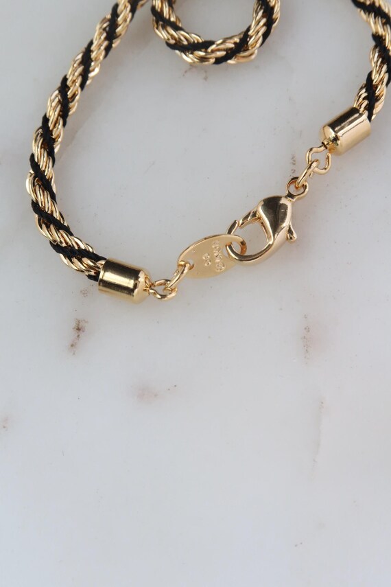 Vintage 1997 AVON Black Rope Twist Gold Bracelet - Gem