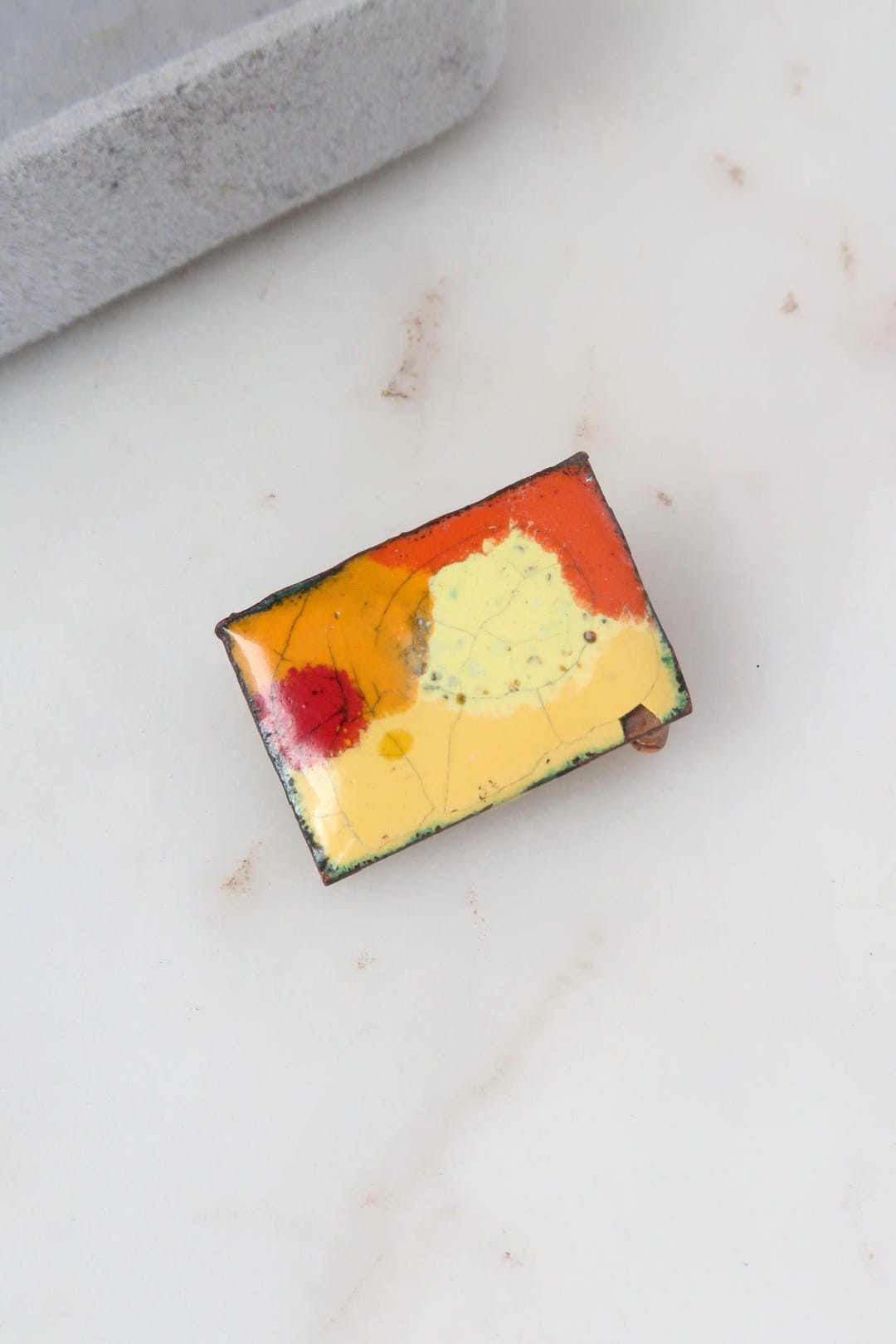 Vintage Colored Rectangle Brooch - Etsy