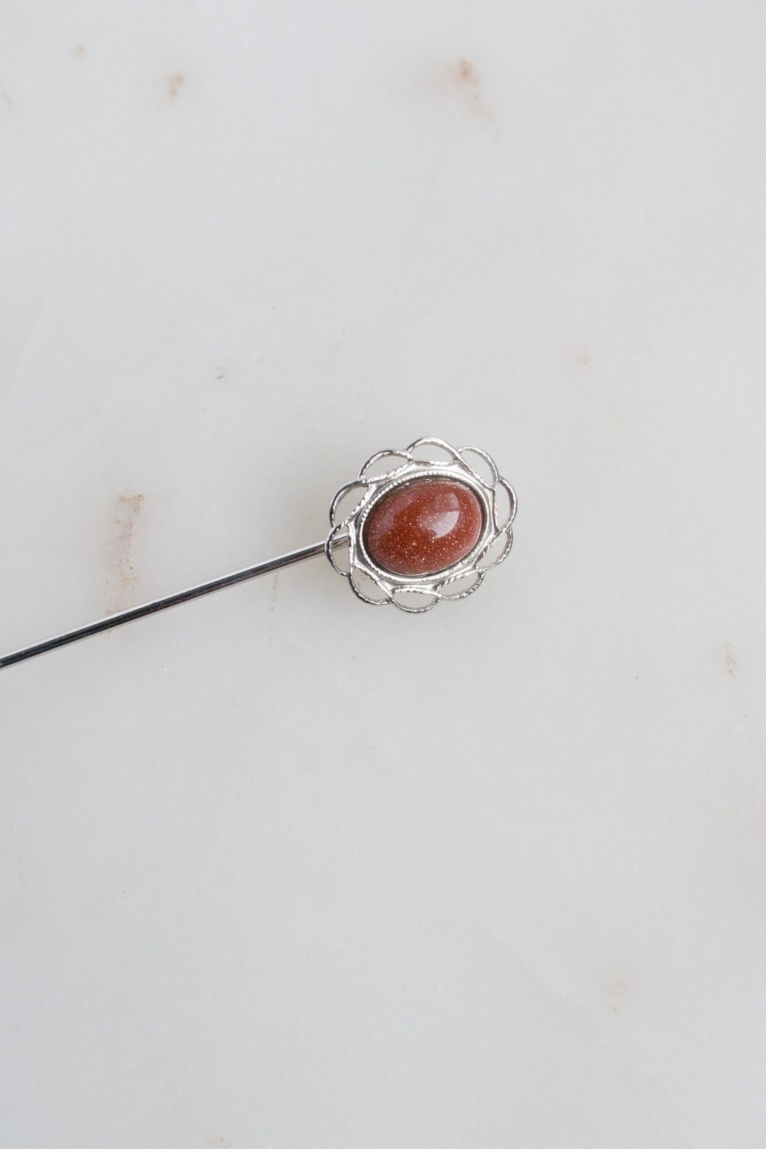 Vintage Goldstone Oval Stick Pin - Etsy