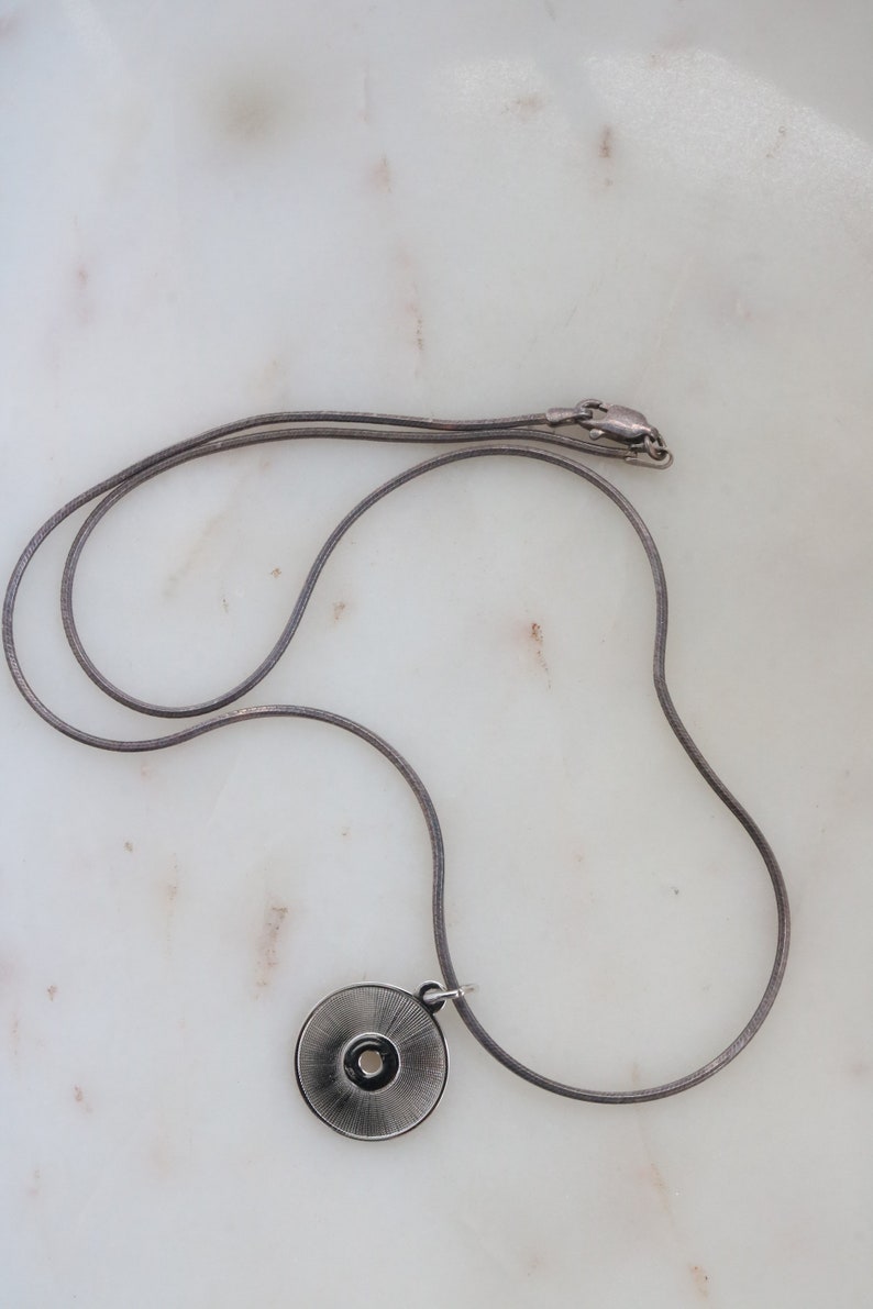 Sterling Silver Round Pendant Necklace - Etsy