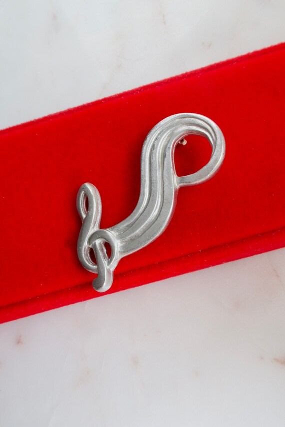 Vintage Treble Clef Brooch - Musical Note Brooch - Gem