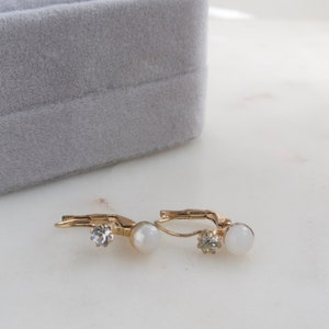 Vintage GERMANY Pearl With Crystal Earrings - Etsy