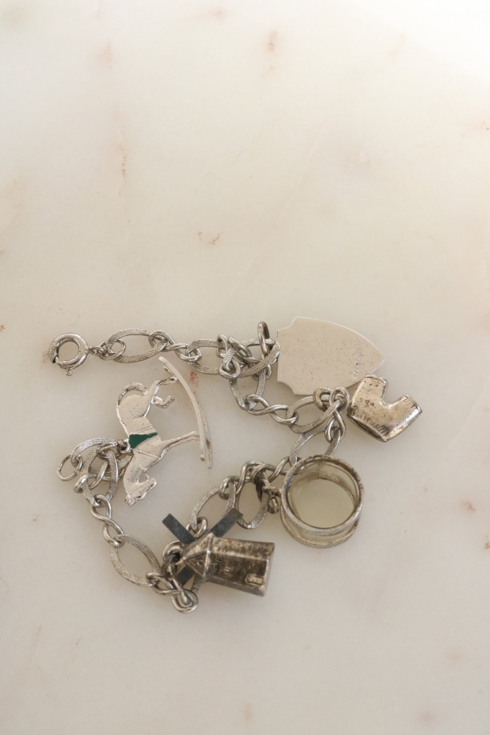 Vintage Sterling Silver Charm Bracelet: Rocking Horse, Windmill ...