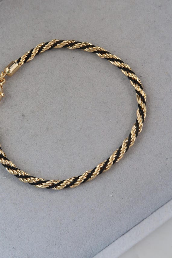 Vintage 1997 AVON Black Rope Twist Gold Bracelet - Gem