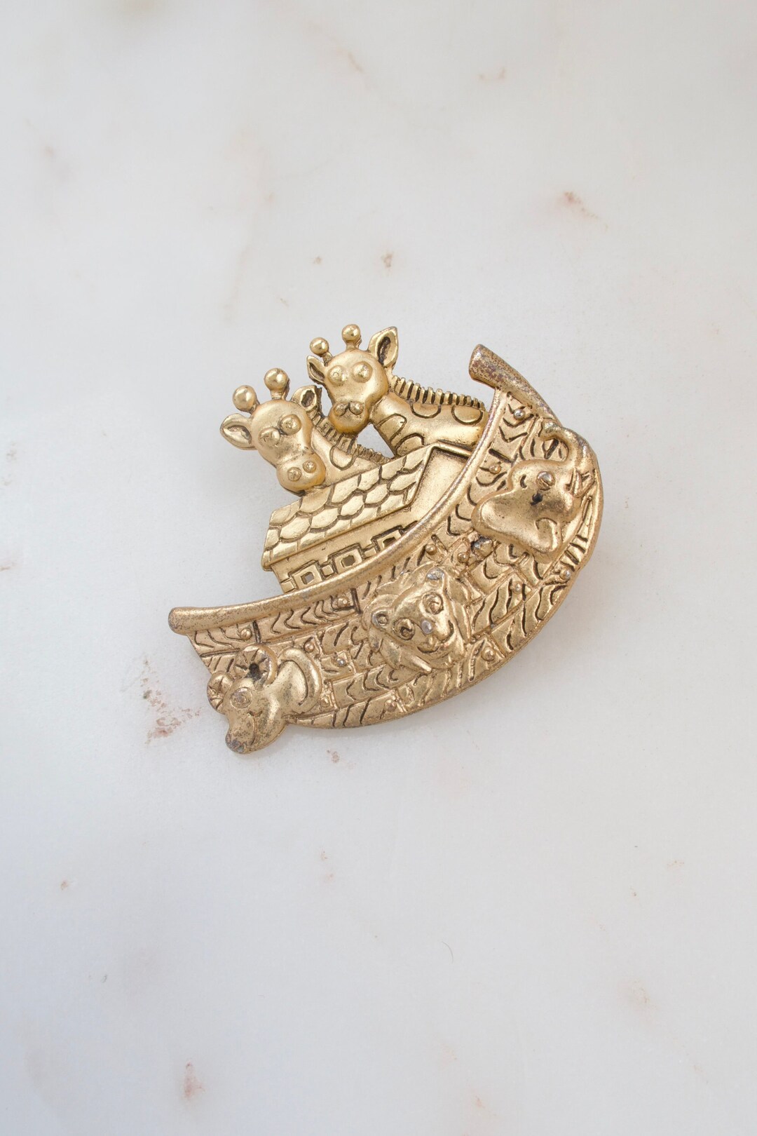 Vintage Gold Noah's Ark Movable Brooch Giraffe Brooch Animal Brooch ...