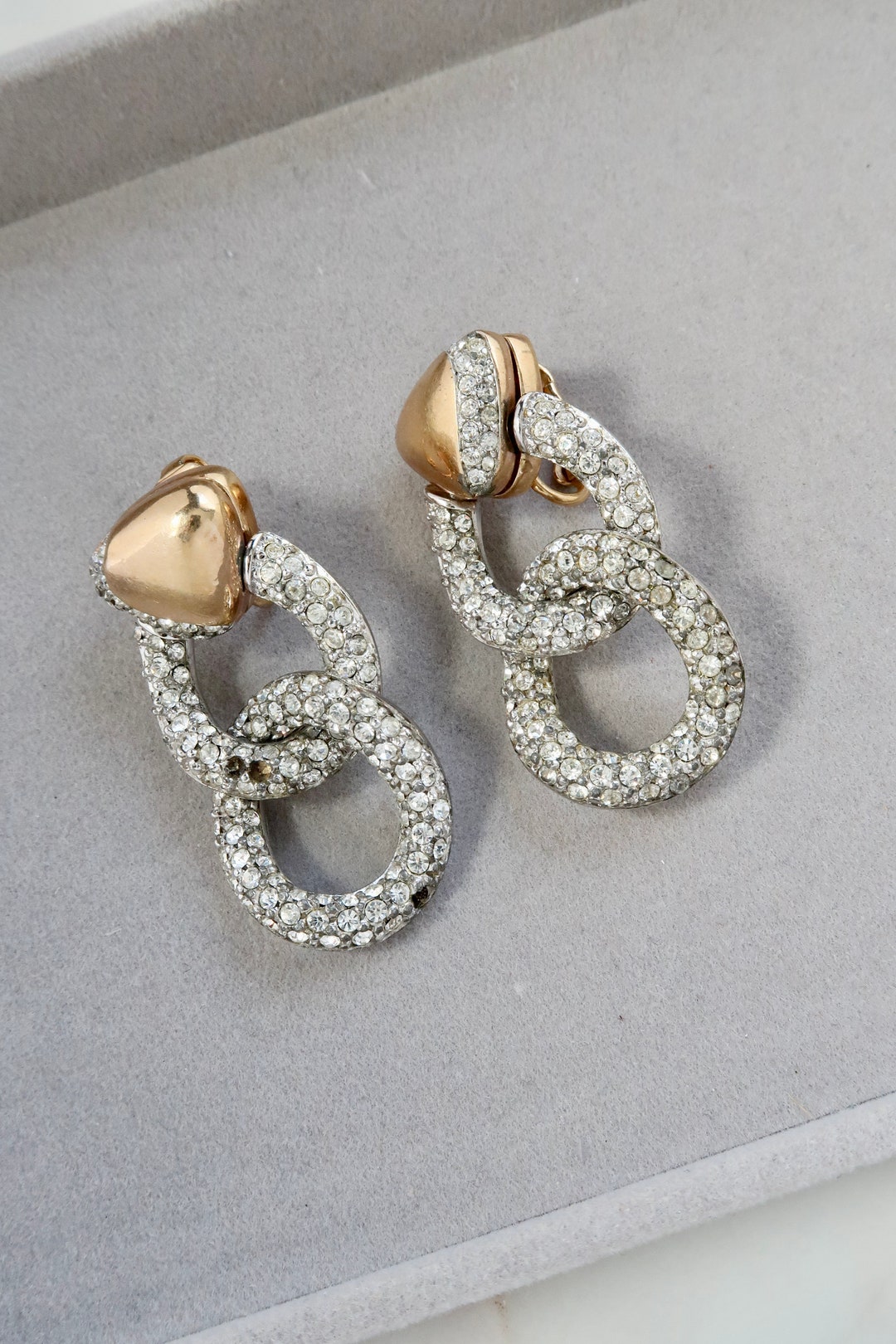 Vintage SAL D.S.C Daniel SWAROVSKI Crystal Chain Dangle Clip on ...