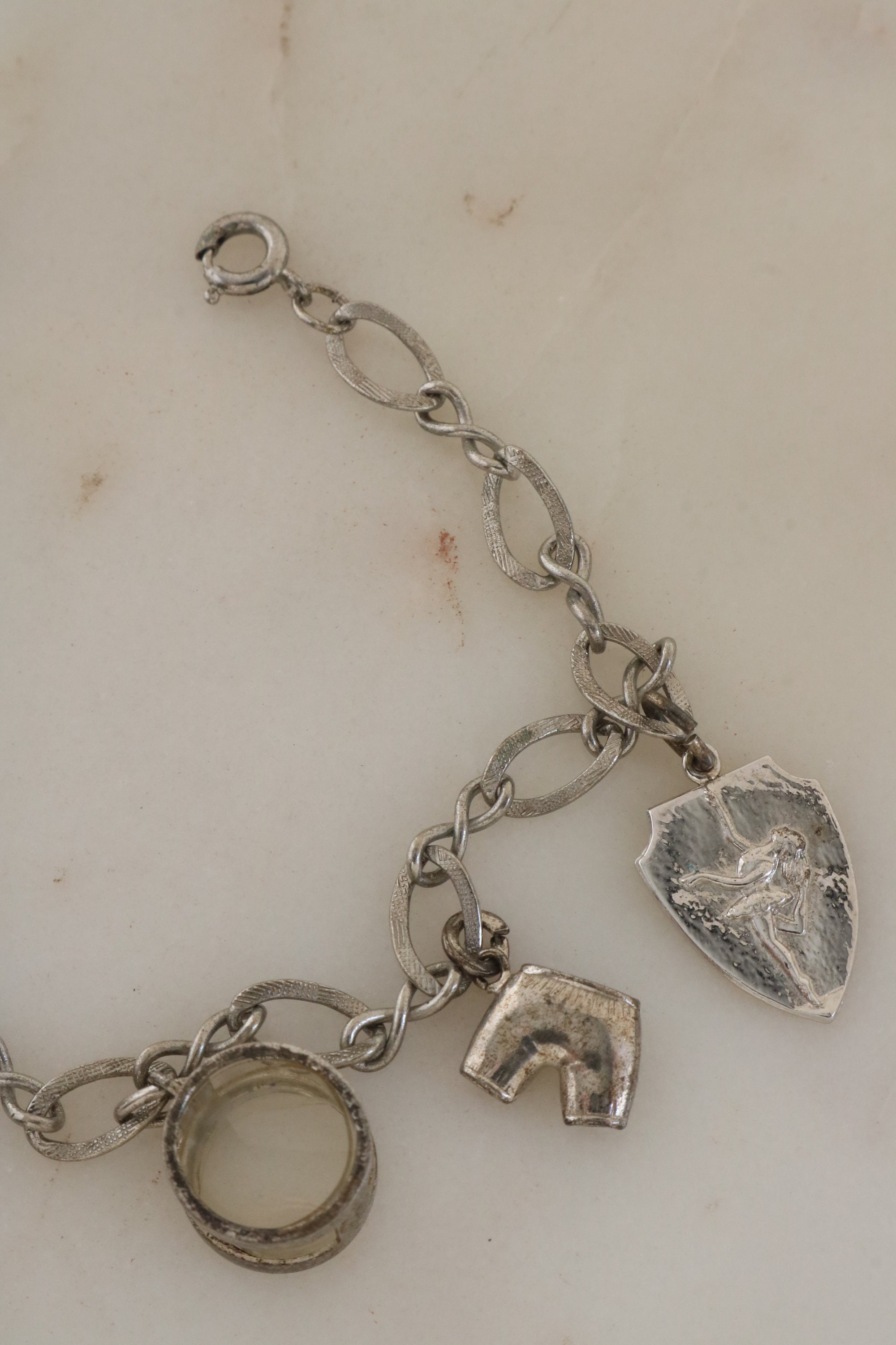 Vintage Sterling Silver Charm Bracelet: Rocking Horse, Windmill ...