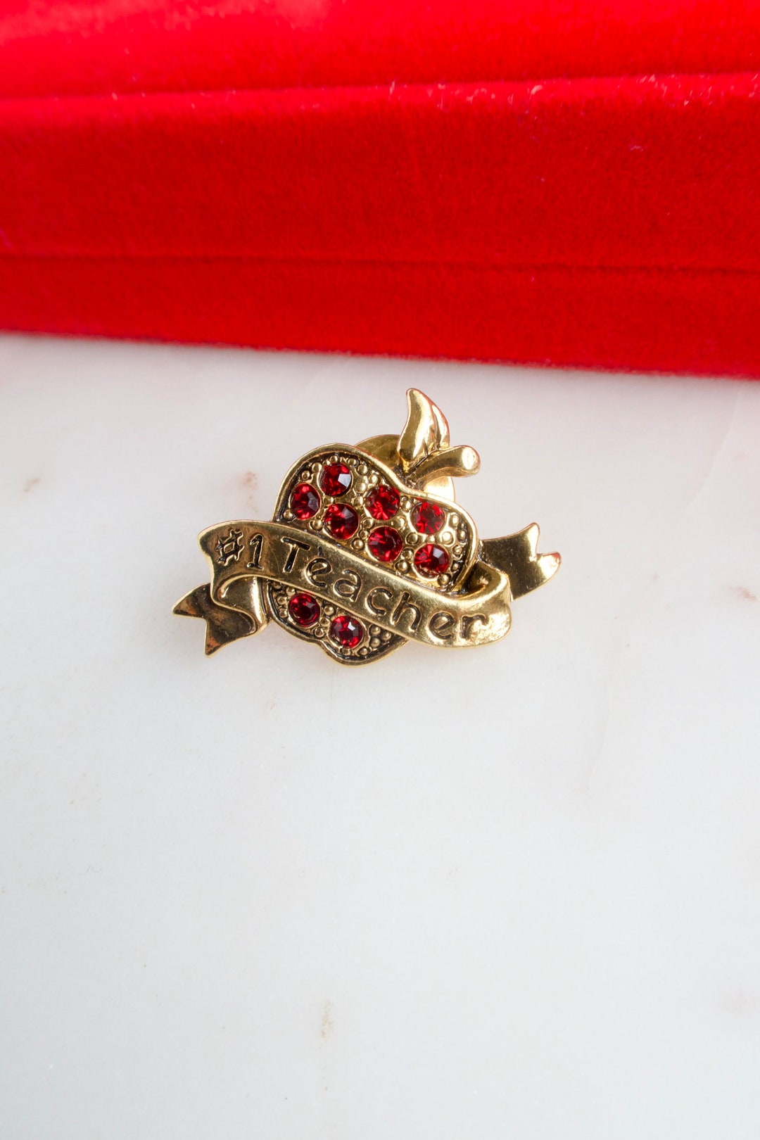 Vintage Avon Red Apple Lapel Pin - #1 Teacher Pin - Etsy