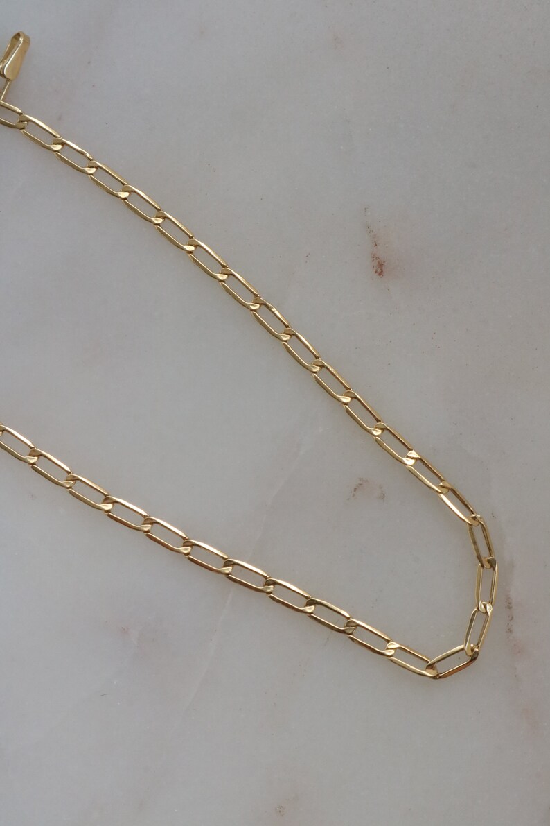 18k Solid Gold Rectangle Chain Link Bracelet - Etsy