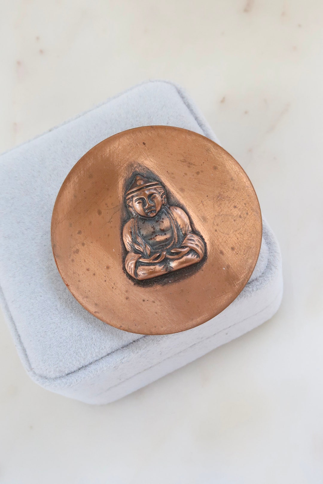 Vintage Copper Buddha Brooch Praying Buddha Pin Circle Brooch - Etsy