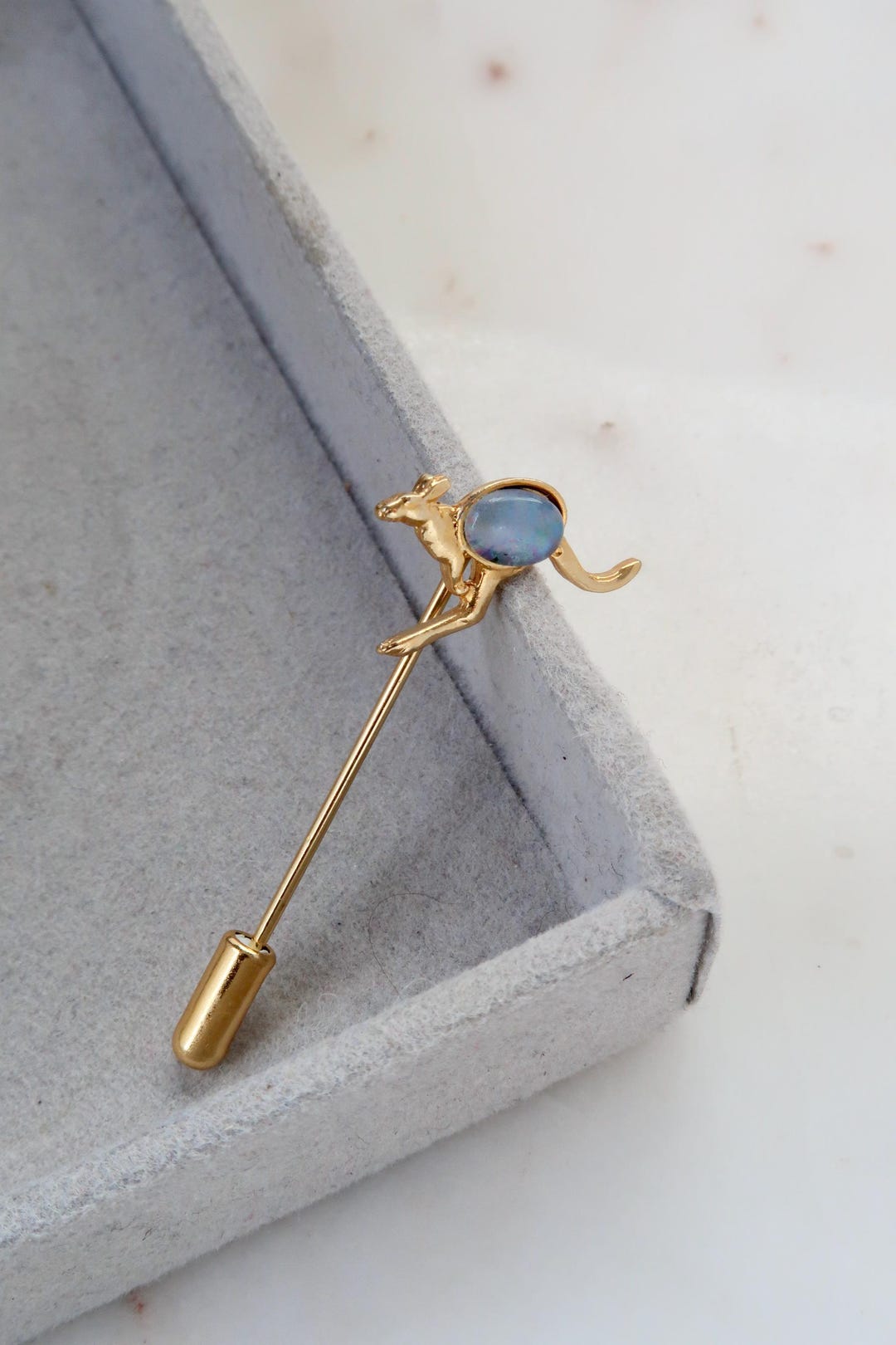 Vintage Gold Kangaroo Stick Pin: Blue Opal Stone Souvenir - Etsy