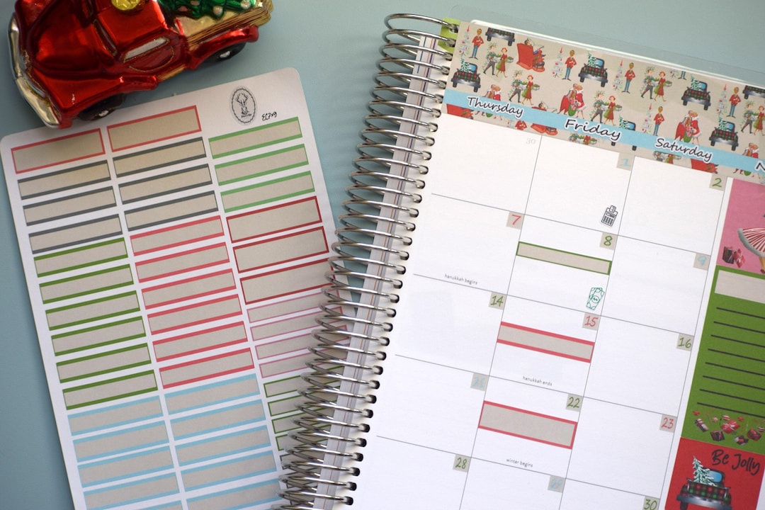 Month Labels Planner Sticker Sheet for Monthly Spread, Retro Christmas ...