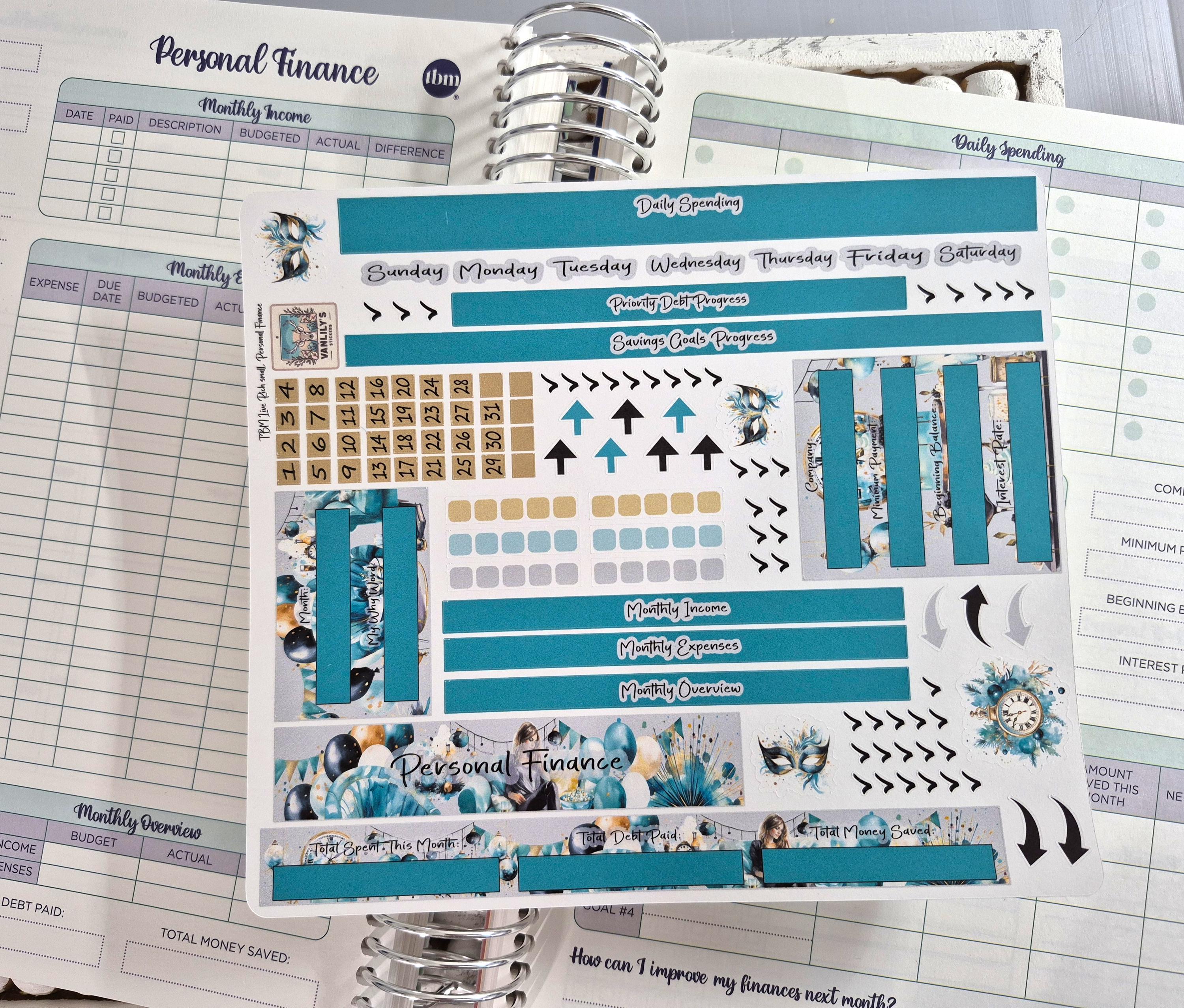Vanlily's Monthly & Weekly Sticker Kit One-time Box for TBM Live Rich ...
