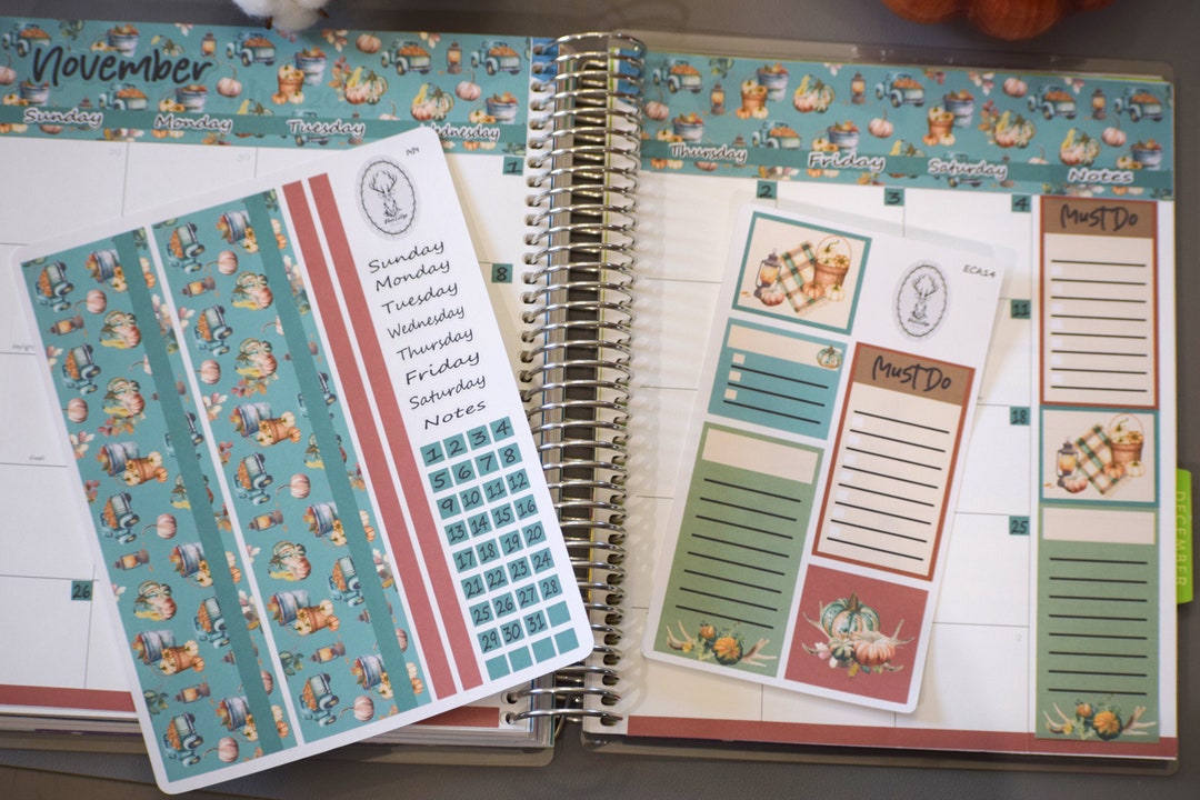 Monthly Header Sticker Sheet Autumn Blue Truck - Etsy