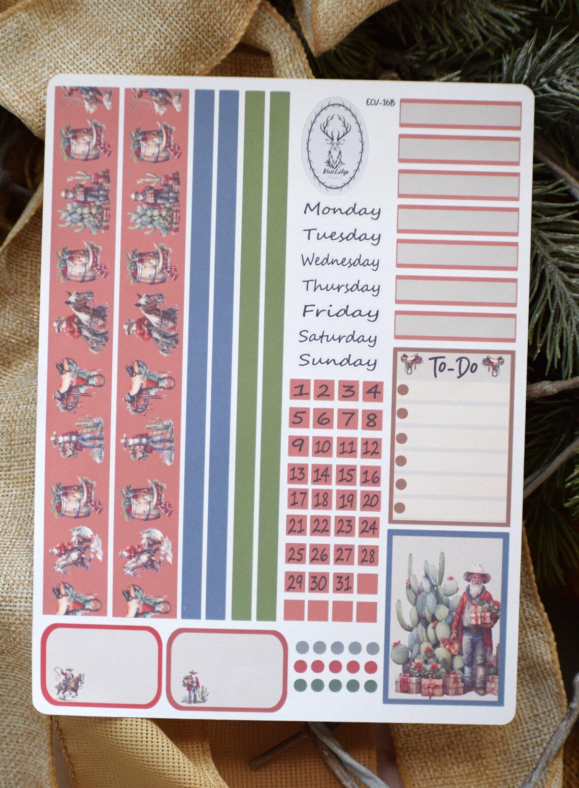 Erin Condren 7x9/ TBM Weekly Planner Sticker Kit #16, Western Santa - Etsy