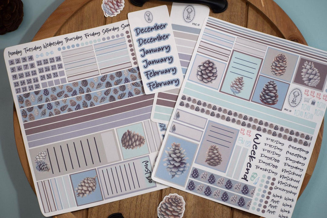 Plum Paper 7x9 Vertical Columns Weekly Planner Sticker Kit #18, Winter ...