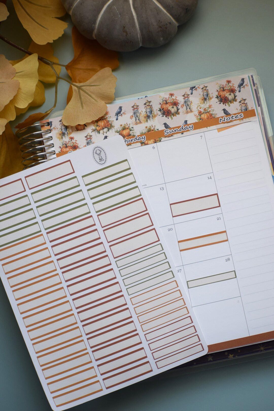 Month Labels Planner Sticker Sheet for Monthly Spread, Pumpkins and ...