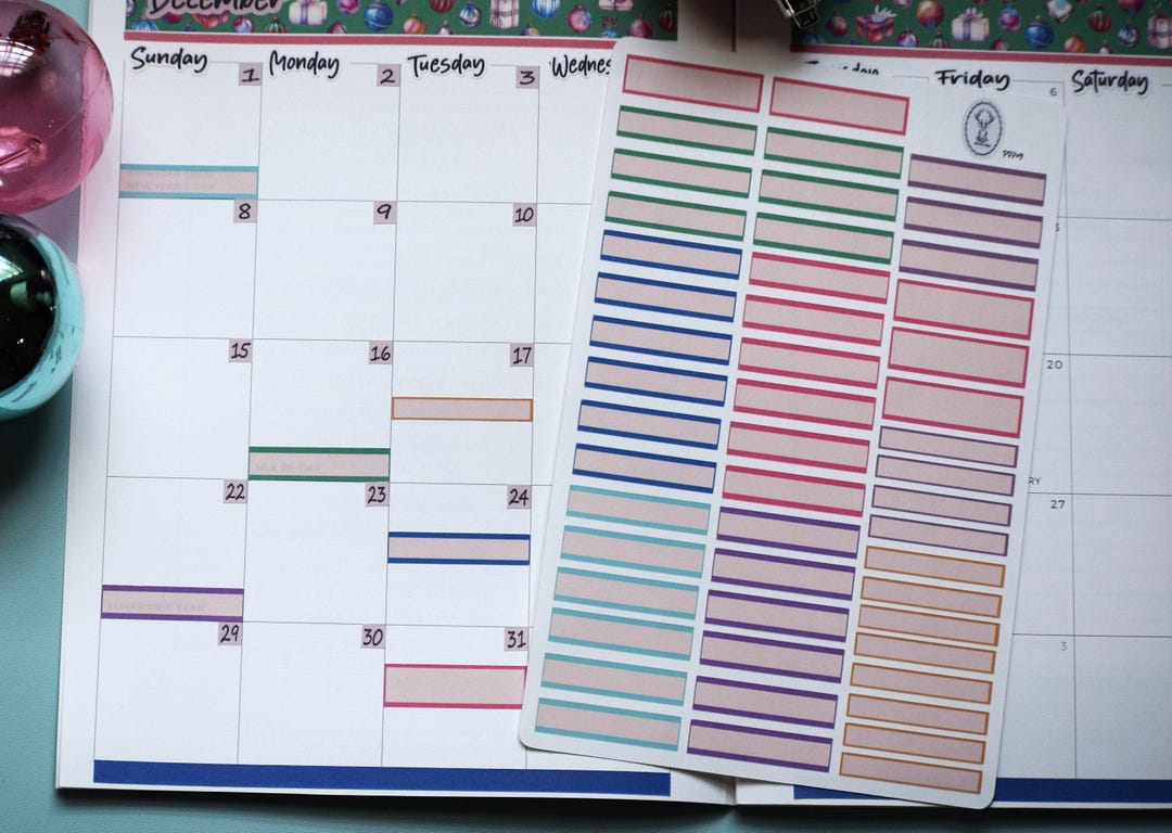 Month Labels Planner Sticker Sheet, Baubles Baubles Baubles Color Way ...
