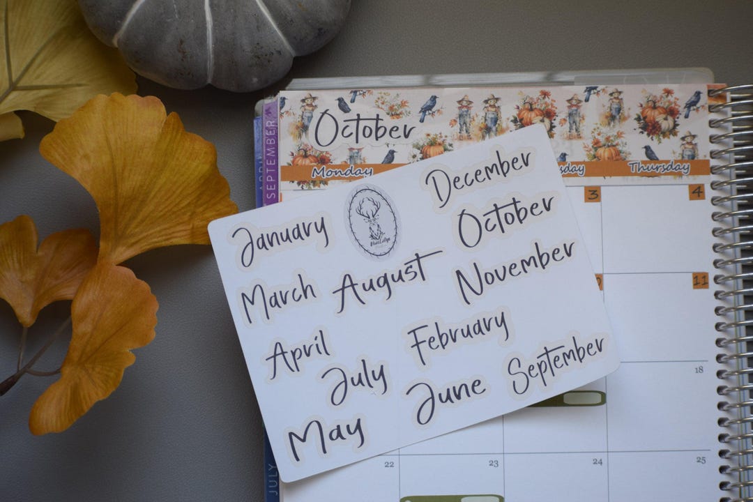 Month Script Stickers for Planners - Etsy