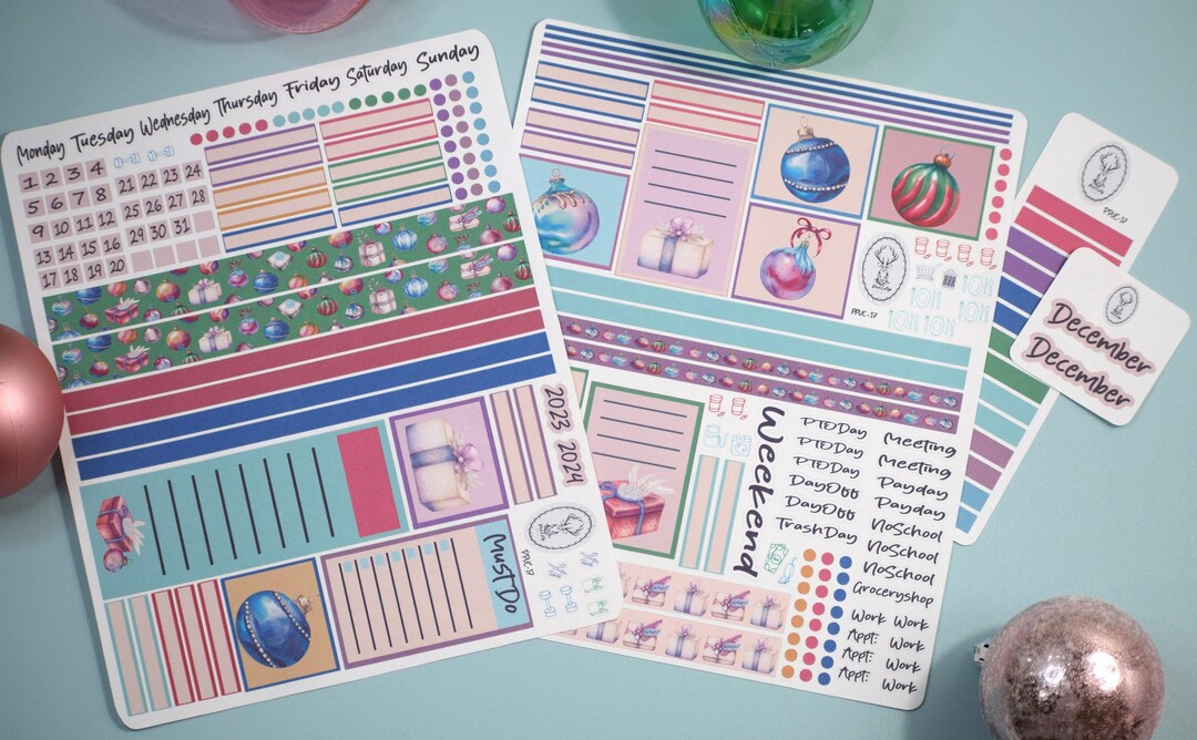 Plum Paper 7x9 Vertical Columns Weekly Planner Sticker Kit #17, Baubles ...