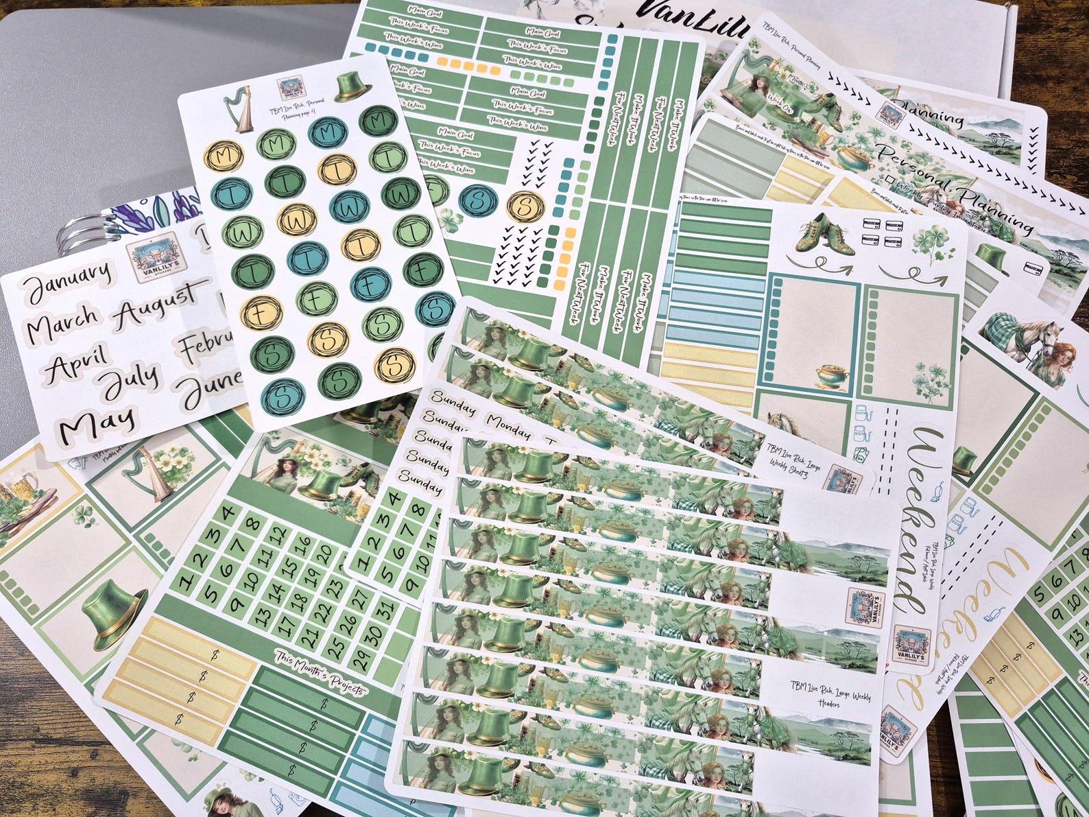 Vanlily's Monthly & Weekly Sticker Kit One-time Box for TBM Live Rich ...
