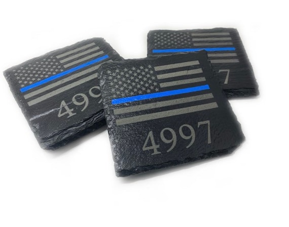 Custom Thin Blue Line Slate Coasters - Etsy