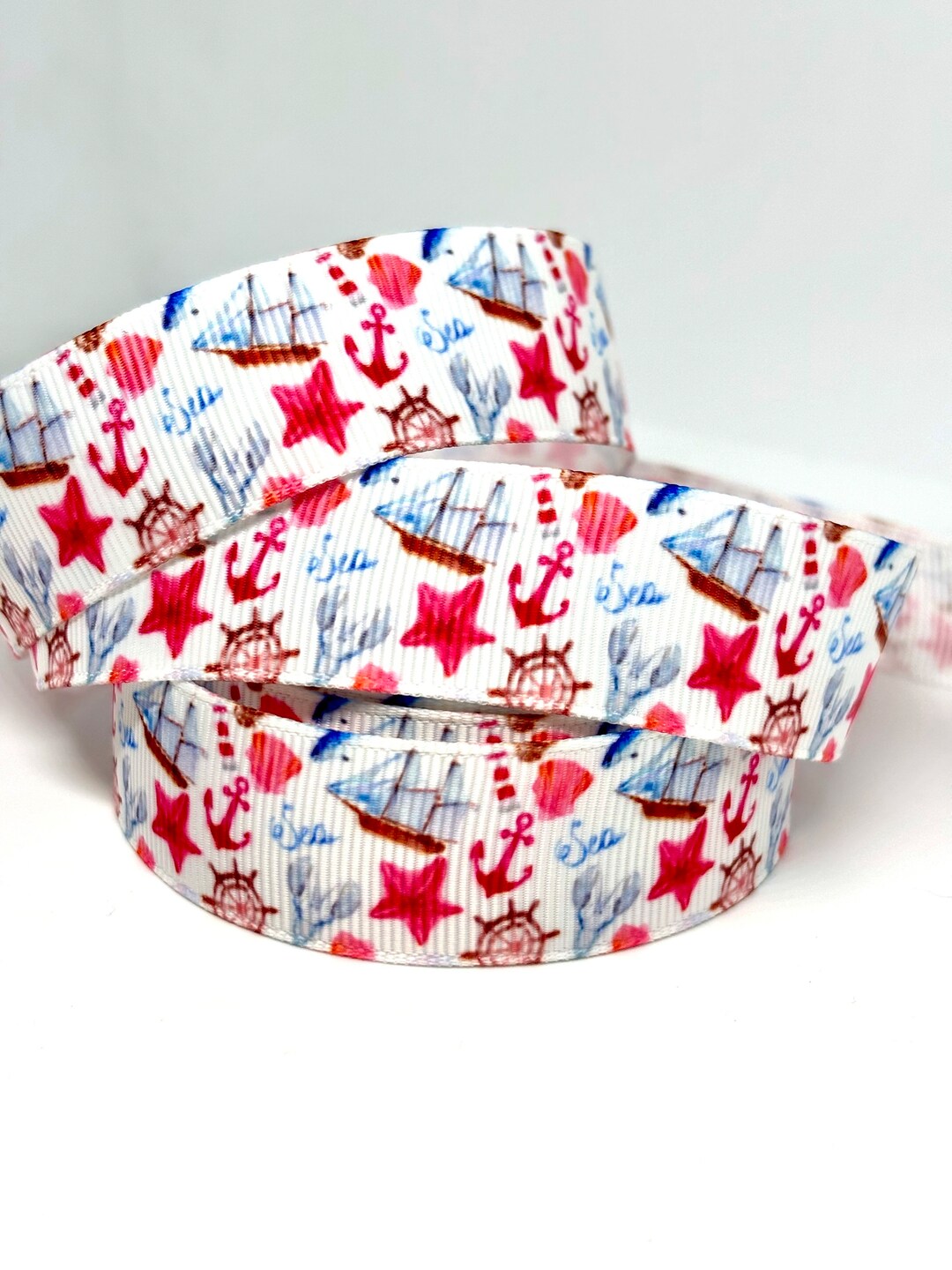 Nautical Ships Anchors Pirates Sailor Watercolour Grosgrain Ribbon 1 ...