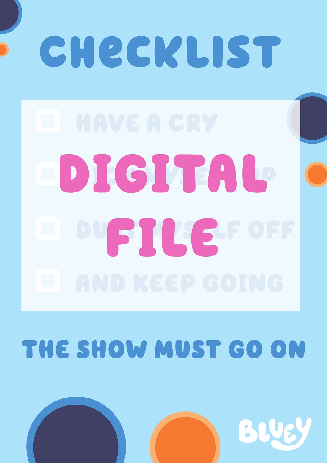 A3 Crying Checklist Bluey Digital Download - Etsy