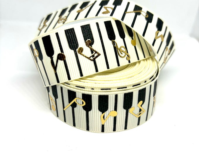 Gold Topped Cream Musical Note Piano Grosgrain Ribbon 1 Yard 25mm - Etsy